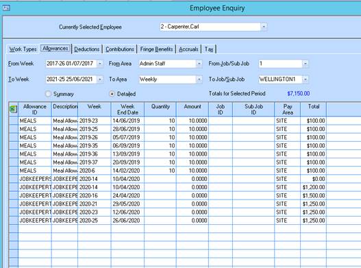 Employee Enquiry – Allowances
