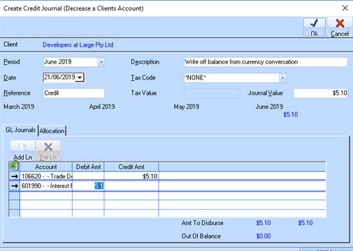 Receipts in foreign currency